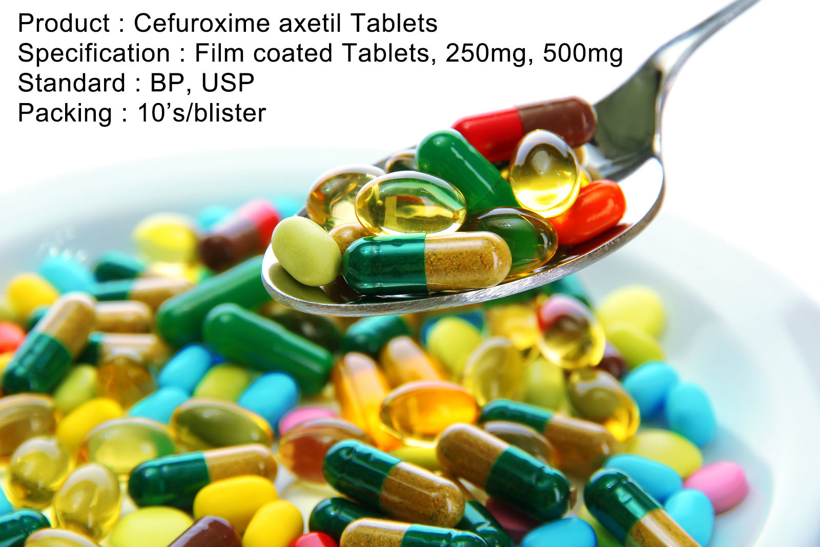 Cefuroxime Axetil Tablets Tablet salut film, 250mg, 500mg Antibiotik ...
